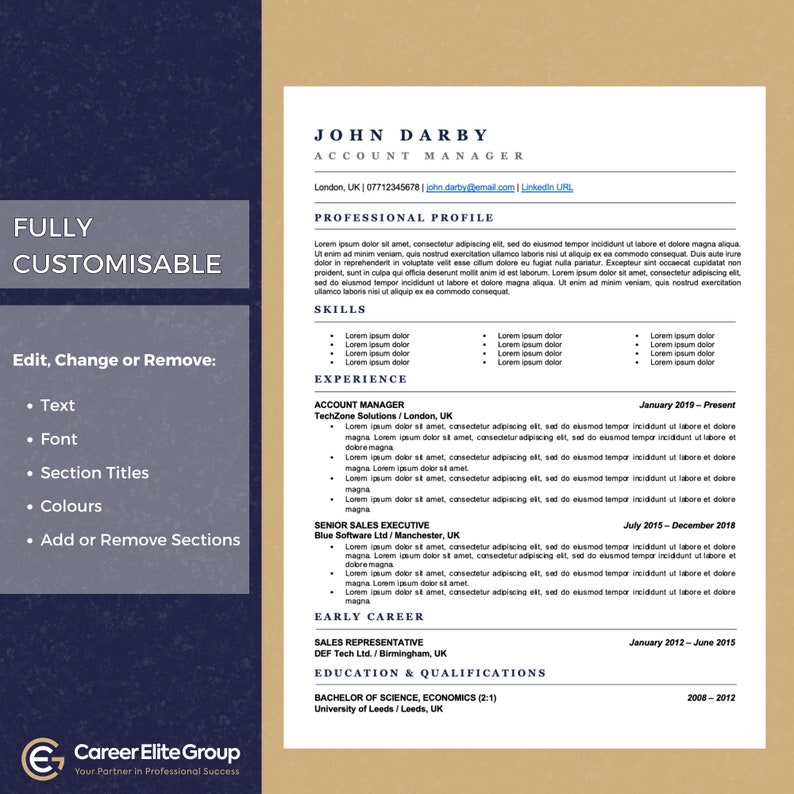 ATS Friendly CV Template for Microsoft Word, Cv and Cover Letter ...