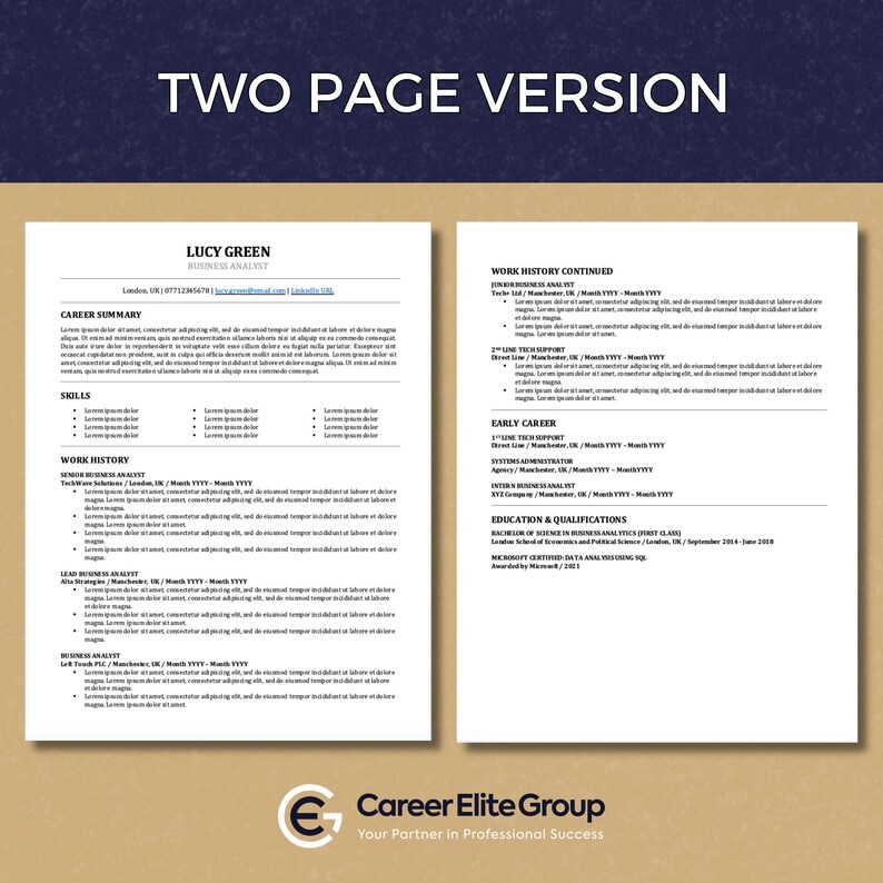 Professional CV Template, Cv Template Word, Ats Cv Template, Cv ...