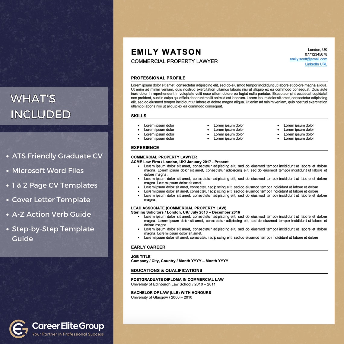 CV Resume Template, CV Template for Professionals, Cv Template Word, Cv ...