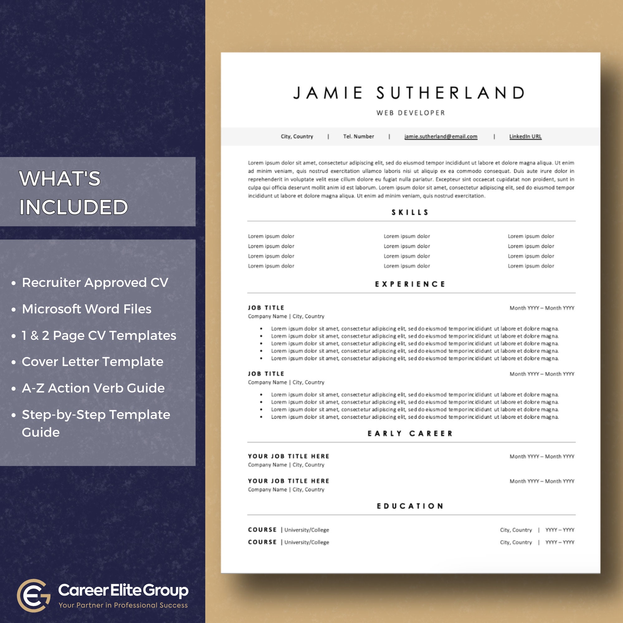 Professional CV Design Template for Word CV Templates Cv - Etsy