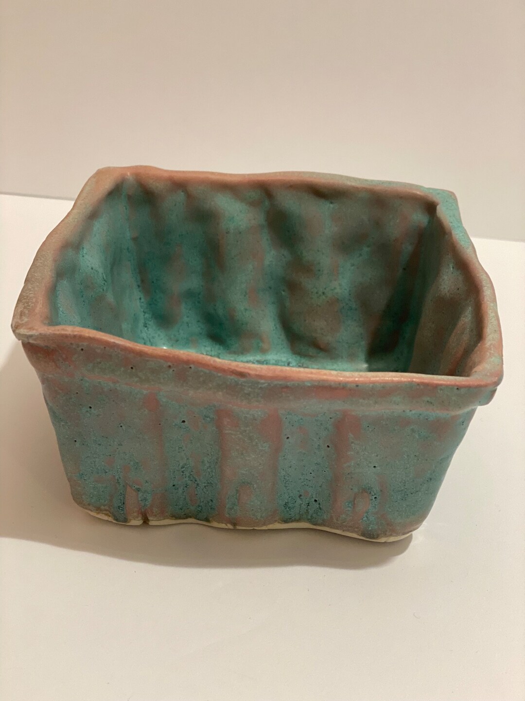 Pottery Punnet berry Basket Handmade Porcelain Ceramic, Turquoise and ...