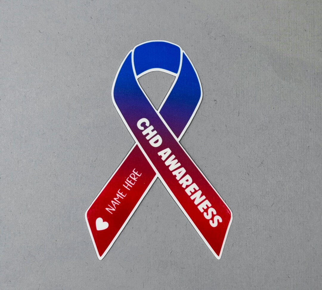 CHD Awareness Custom Ribbon Sticker |congenital Heart Defect Awareness ...