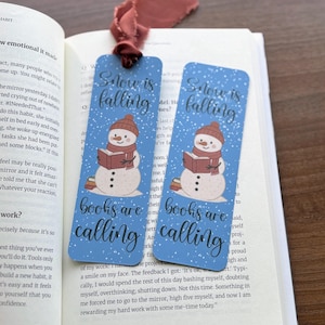 Snow is Falling Books Are Calling Snowman Bookmark - Etsy