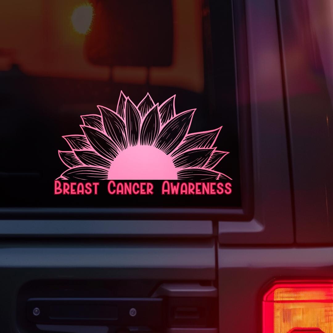 Breast Cancer Awareness Sunflower Car Decal | Breast Cancer Awareness ...