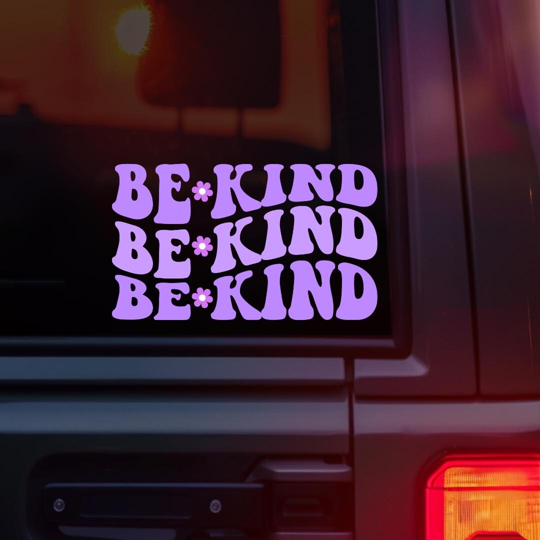 Be Kind Purple Retro Car Decal | Be Kind Car Decal | Be Kind Decal | UV ...