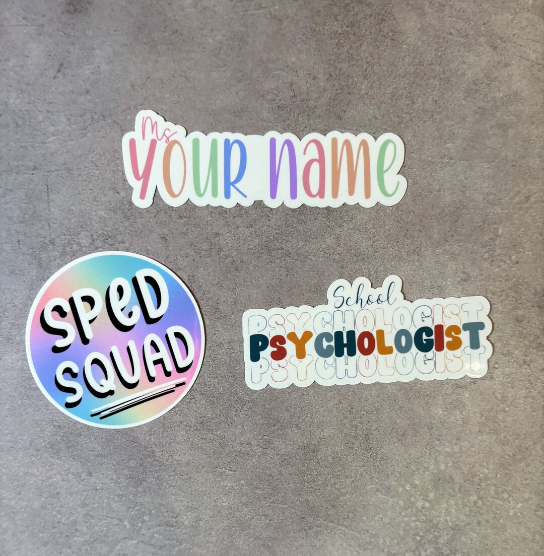 Psychologist 3 Sticker Bundle With Customizable Name in Pastel Color ...