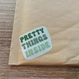 Pretty Things Inside - Green - Packaging Stickers - 12 Stickers | Small ...