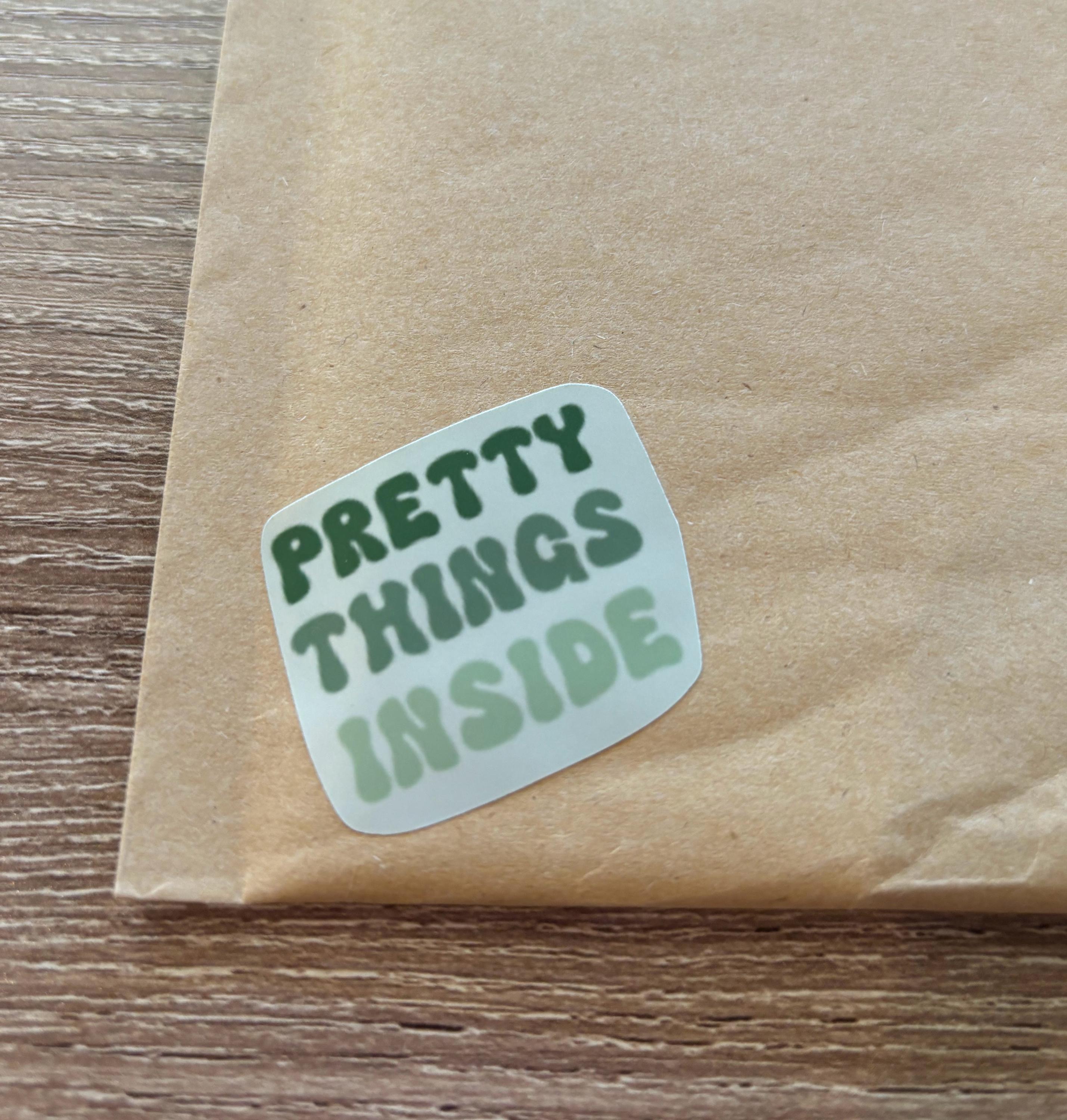 Pretty Things Inside - Green - Packaging Stickers - 12 Stickers | Small ...