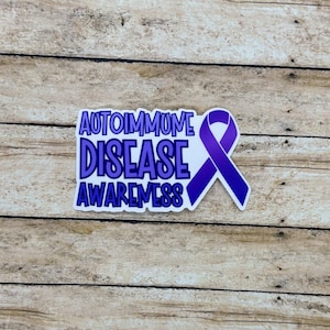 Autoimmune Disease Awareness With Ribbon Sticker | Autoimmune Disease ...