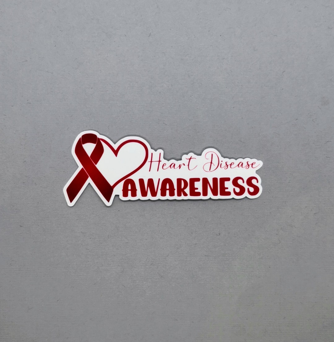 Heart Disease Awareness With Heart & Ribbon Sticker | Heart Disease ...