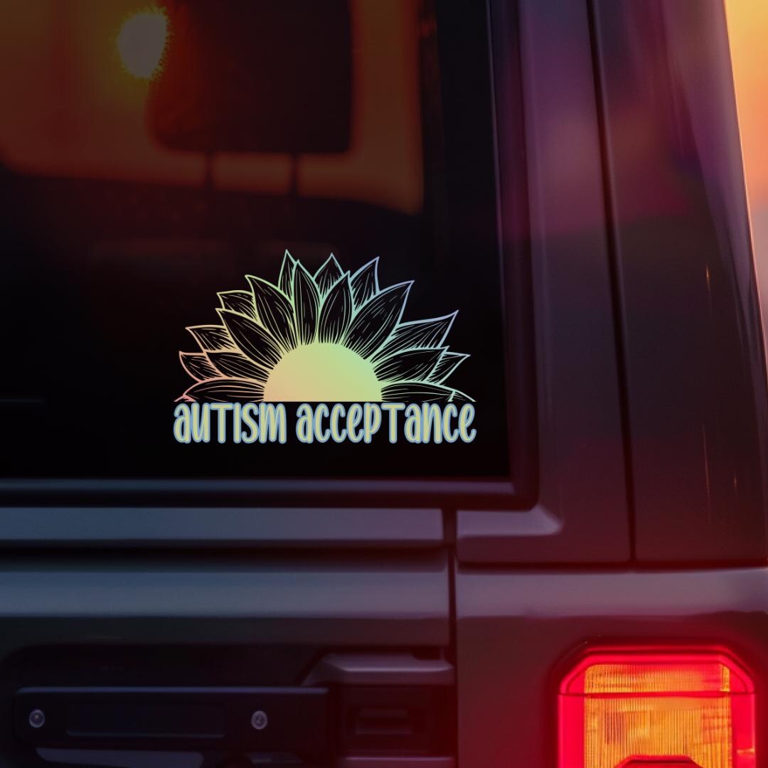 Autism Acceptance Sunflower Car Decal | Autism Decal | Autism Awareness ...