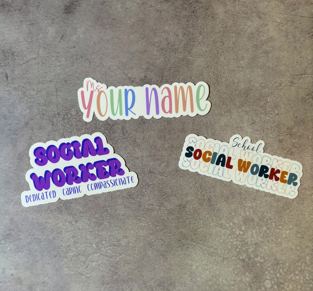 Social Worker 3 Sticker Bundle With Customizable Name in Pastel Color ...