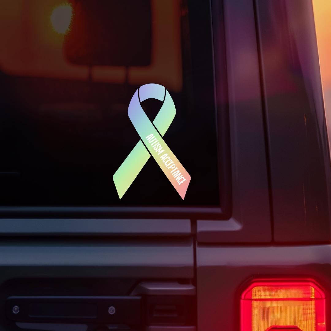 Autism Acceptance Ribbon Car Decal | Autism Decal | Autism Awareness ...
