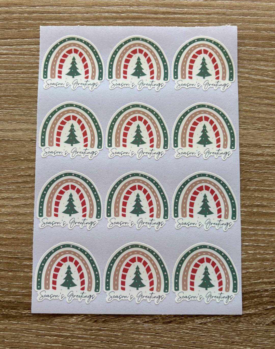 Season's Greetings Rainbow Sticker Sheet - 12 Stickers | Season's ...