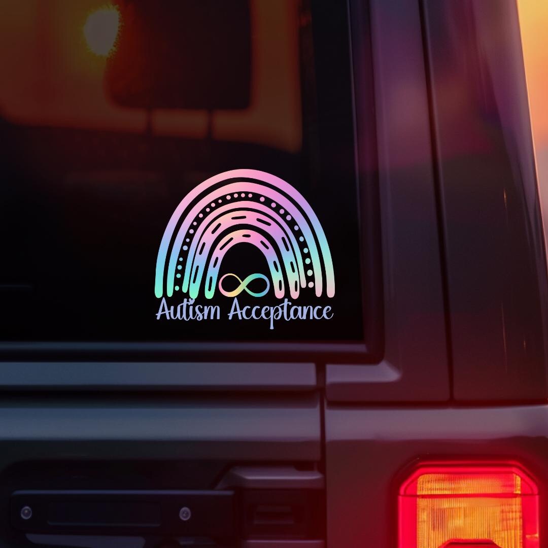 Autism Acceptance Rainbow Car Decal | Autism Decal | Autism Awareness ...