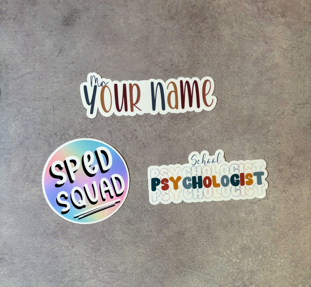 Psychologist 3 Sticker Bundle With Customizable Name in Neutral Color ...