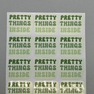 Pretty Things Inside - Green - Packaging Stickers - 12 Stickers | Small ...