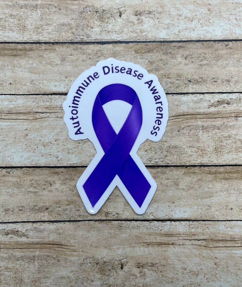 Autoimmune Disease Awareness Purple Ribbon Sticker Autoimmune Disease ...