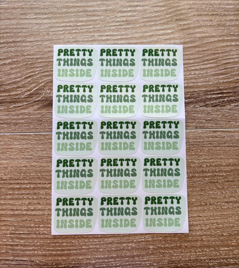 Pretty Things Inside - Green - Packaging Stickers - 12 Stickers | Small ...