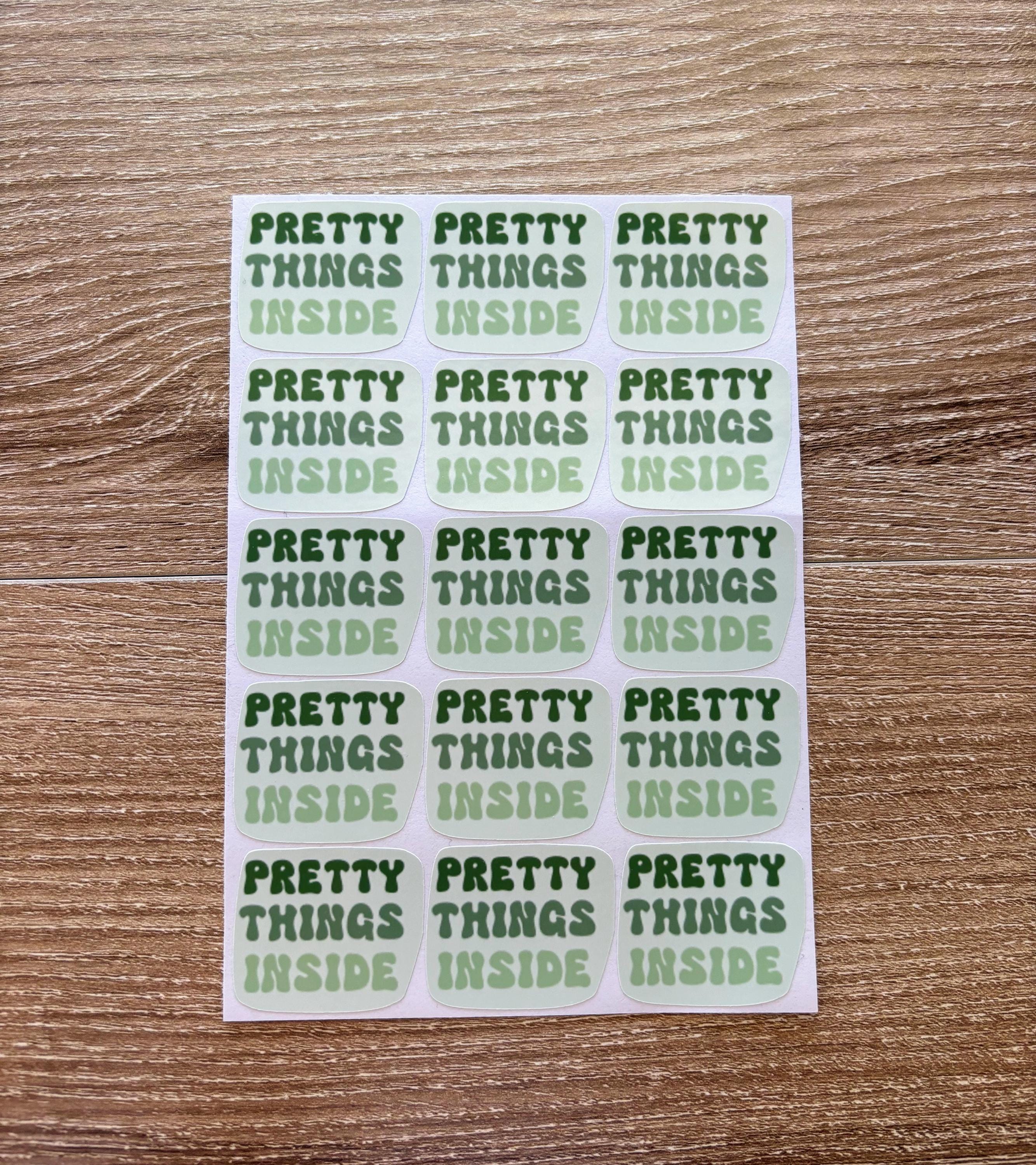 Pretty Things Inside - Green - Packaging Stickers - 12 Stickers | Small ...