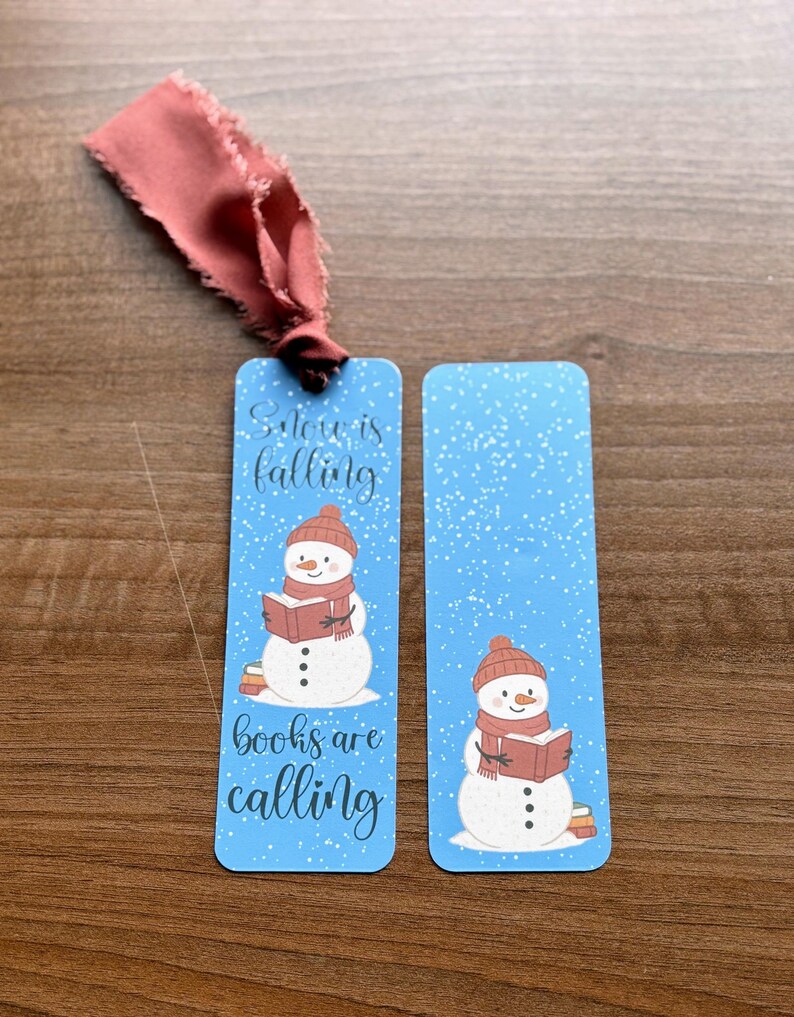 Snow is Falling Books Are Calling Snowman Bookmark - Etsy