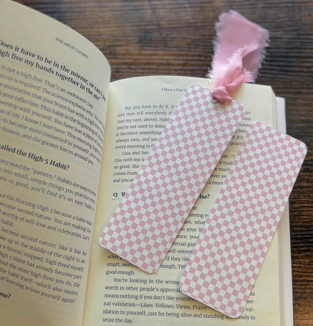 Pink Checkered Bookmark | Checkered Bookmark | Gift for Mom | Gift for ...
