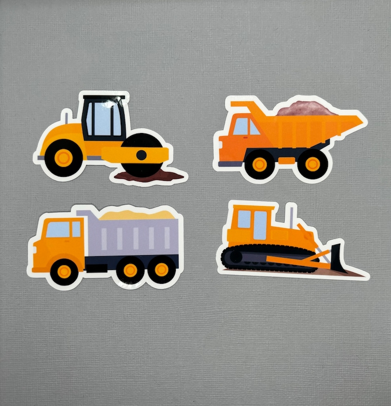 Construction Trucks Die Cut Waterproof Stickers Gifts for Kids ...