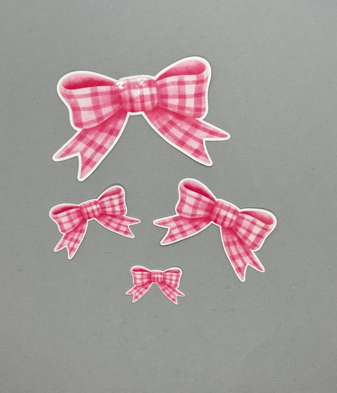 Pink Plaid Bow Sticker Sets | Cute Bow Sticker | Bow Sticker | Pink ...