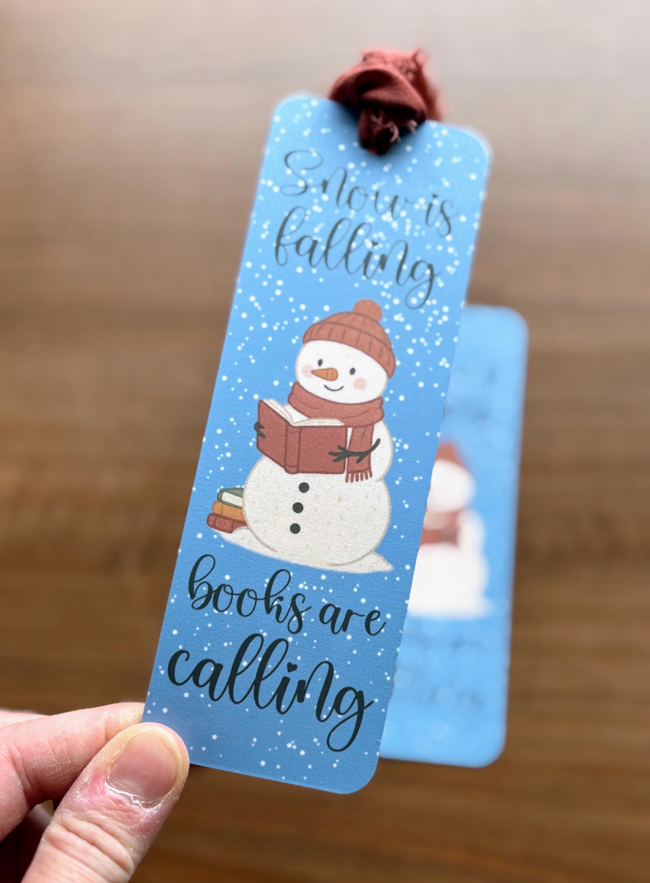 Snow is Falling Books Are Calling Snowman Bookmark - Etsy
