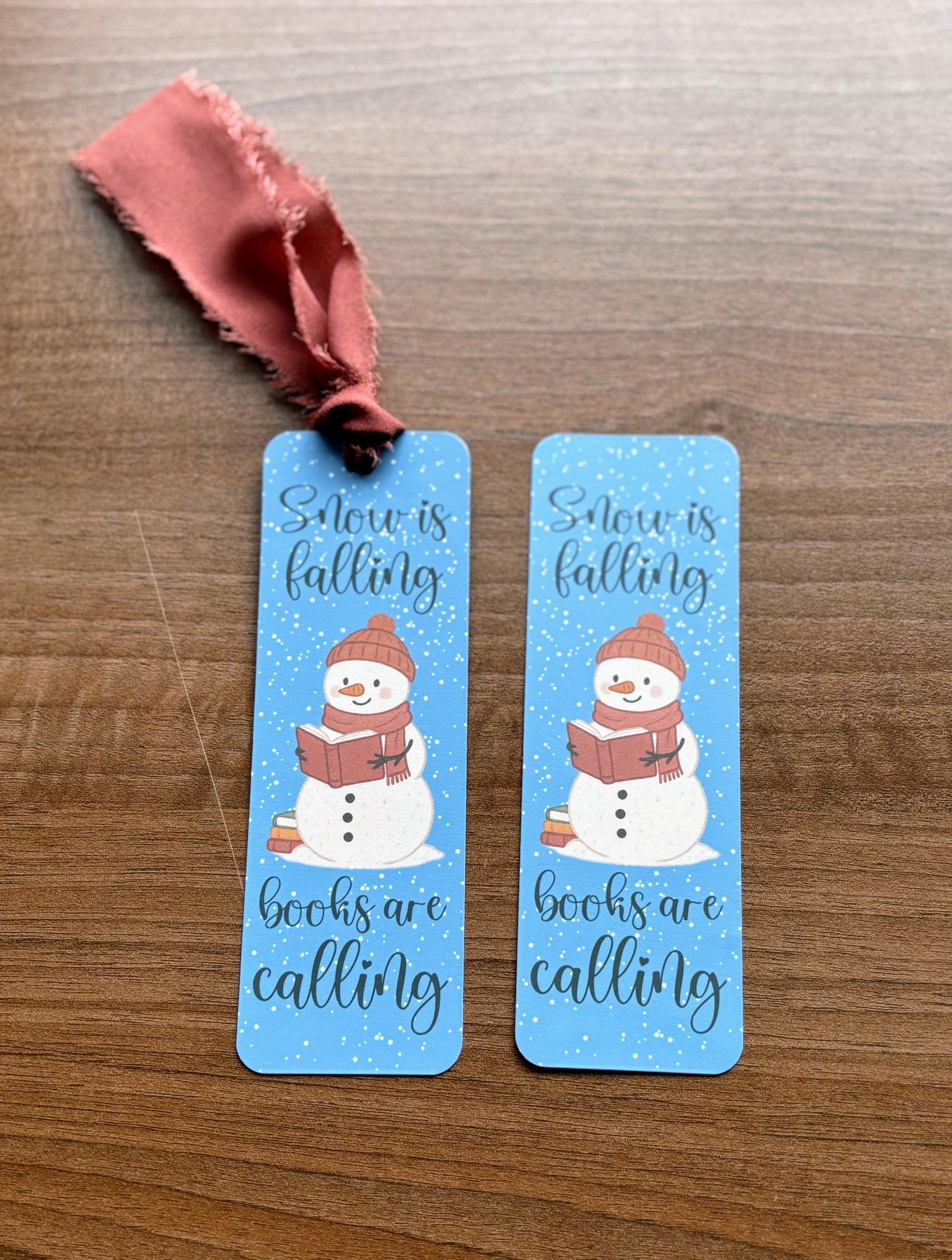 Snow is Falling Books Are Calling Snowman Bookmark - Etsy