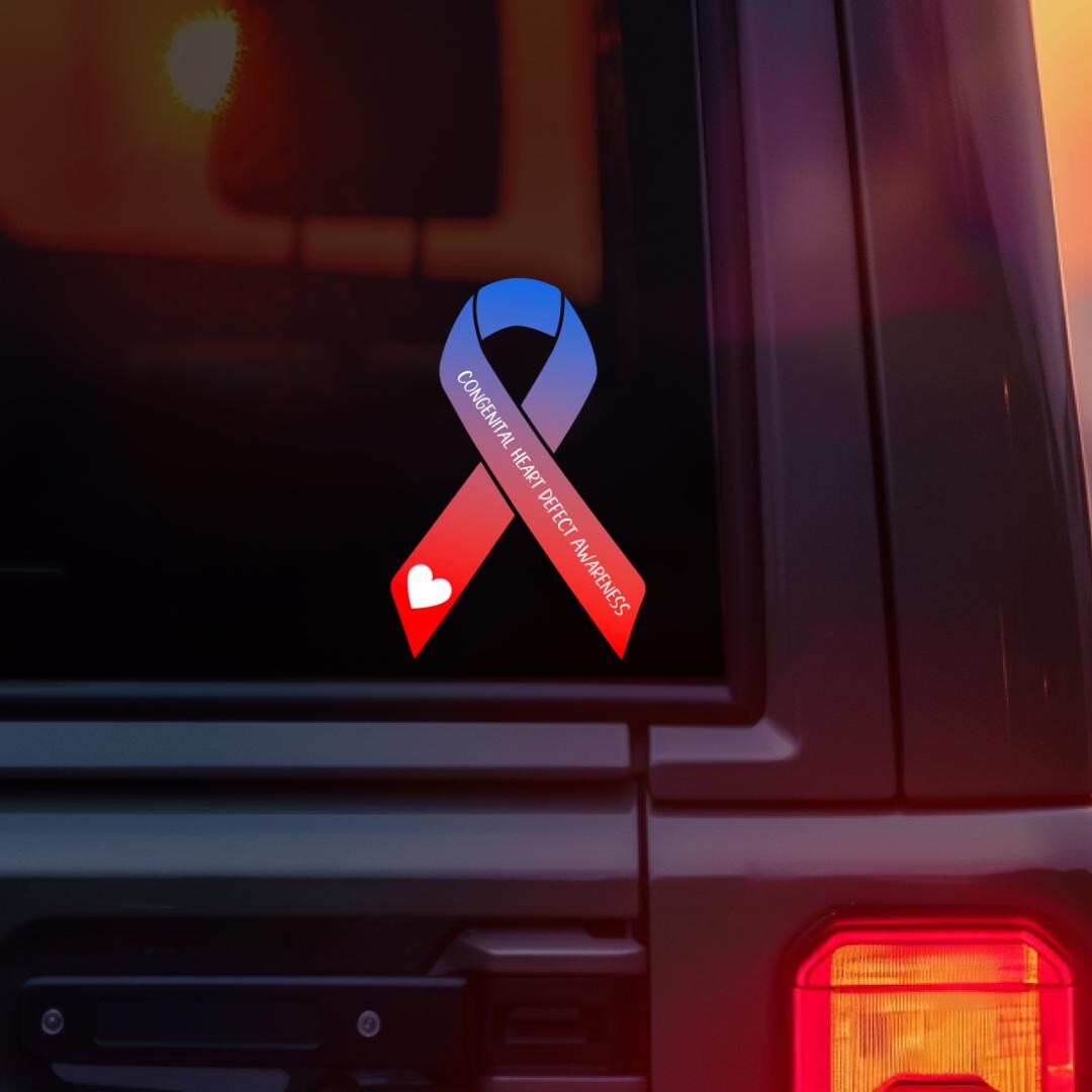 Congenital Heart Defect Awareness Ribbon Car Decal | Congenital Heart ...
