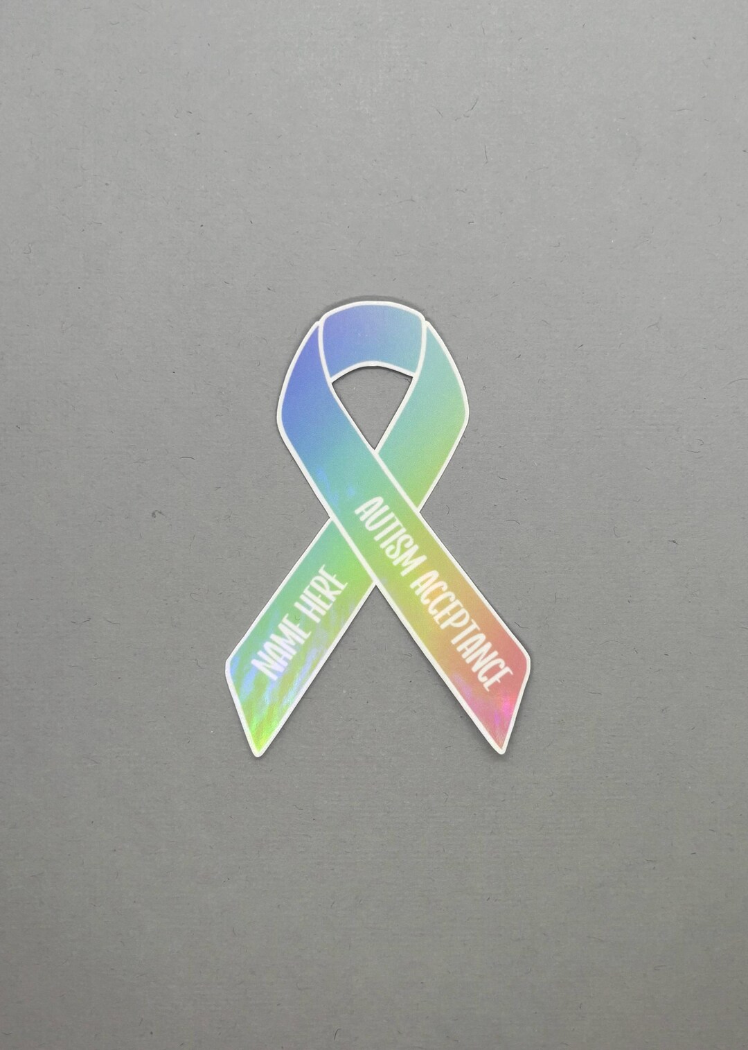 Autism Acceptance Holographic Custom Ribbon Sticker | Holographic ...
