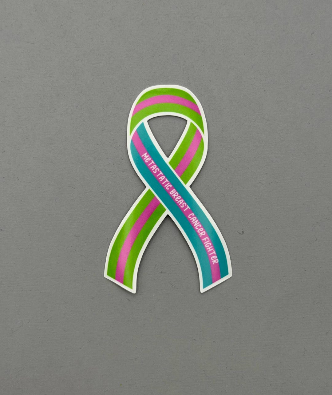 Metastatic Breast Cancer Fighter Ribbon Sticker | Water Resistant ...