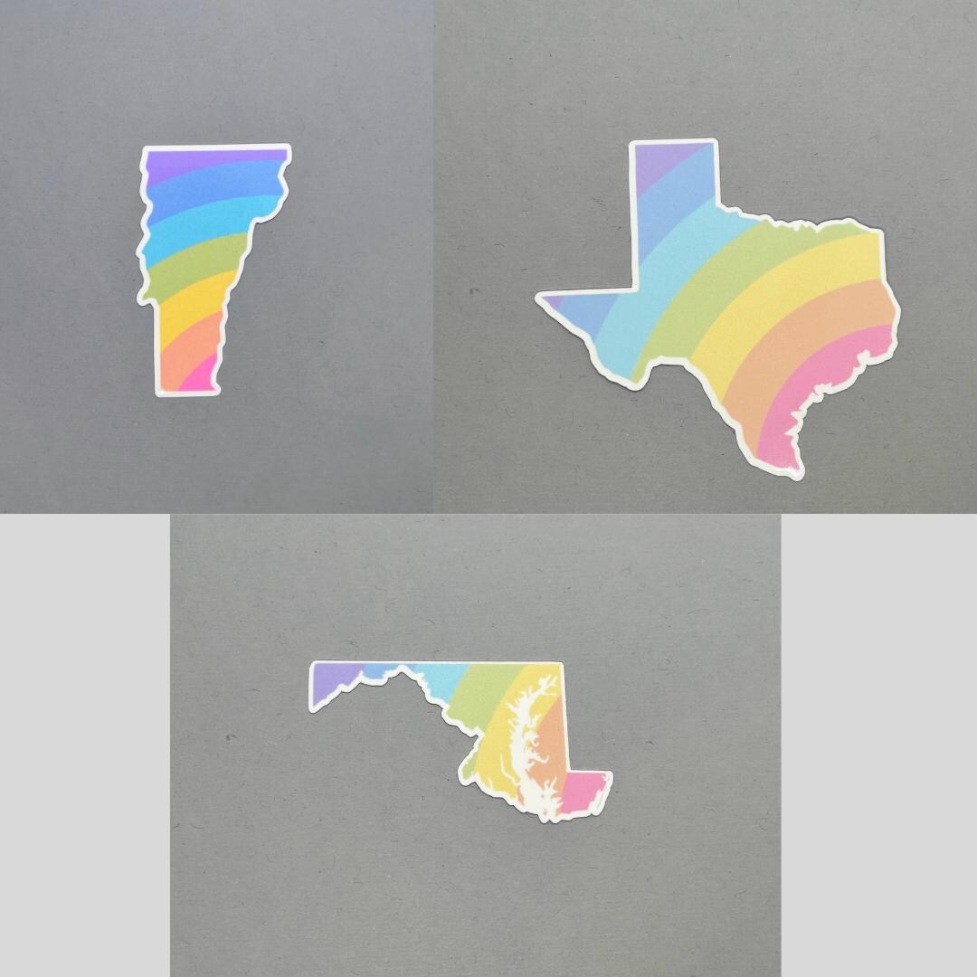 Custom Rainbow State Stickers | State Sticker | Rainbow Sticker | Pride ...