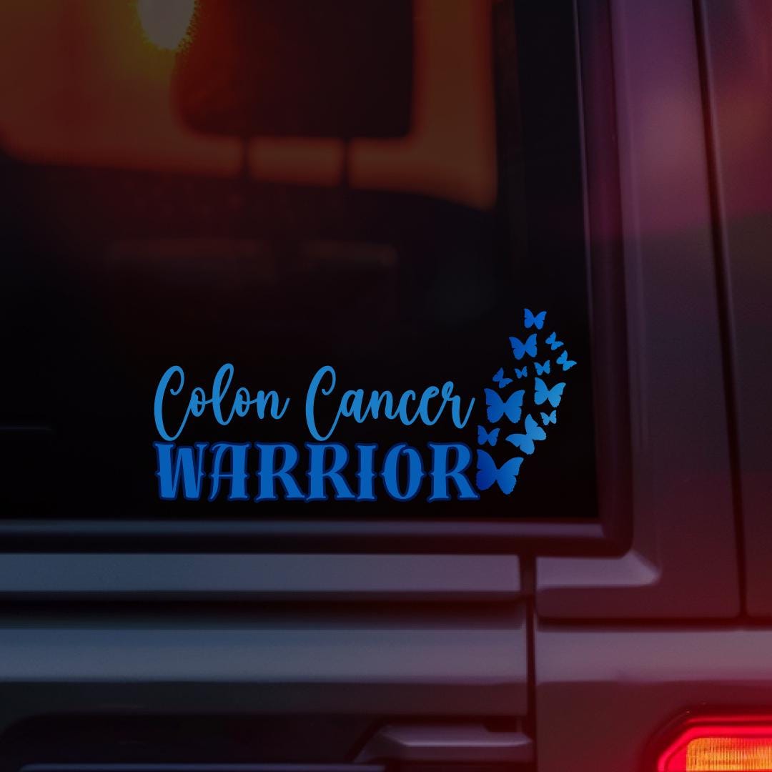 Colon Cancer Warrior With Butterflies Car Decal | Colon Cancer Decal ...