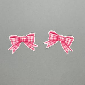 Pink Plaid Bow Sticker Sets | Cute Bow Sticker | Bow Sticker | Pink ...