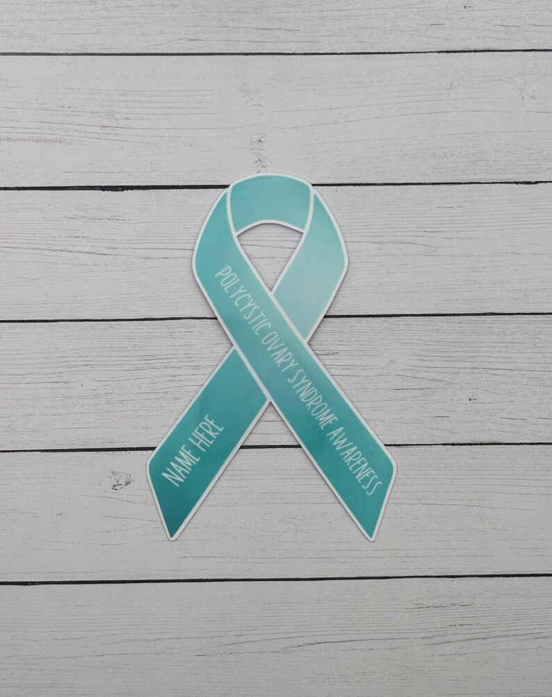 Polycystic Ovary Syndrome Awareness Custom Ribbon Sticker | PCOS ...