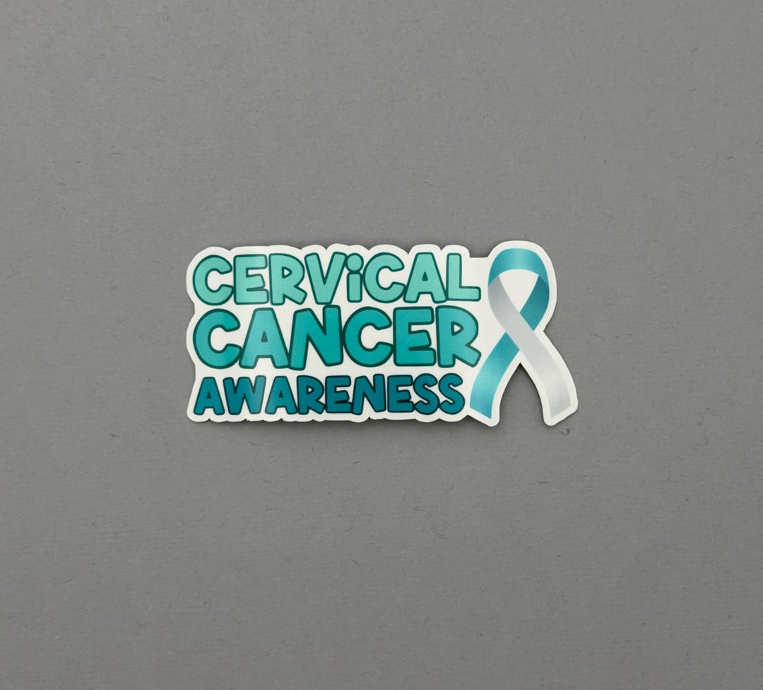 Cervical Cancer Awareness With Ribbon Sticker | Water Resistant Sticker ...