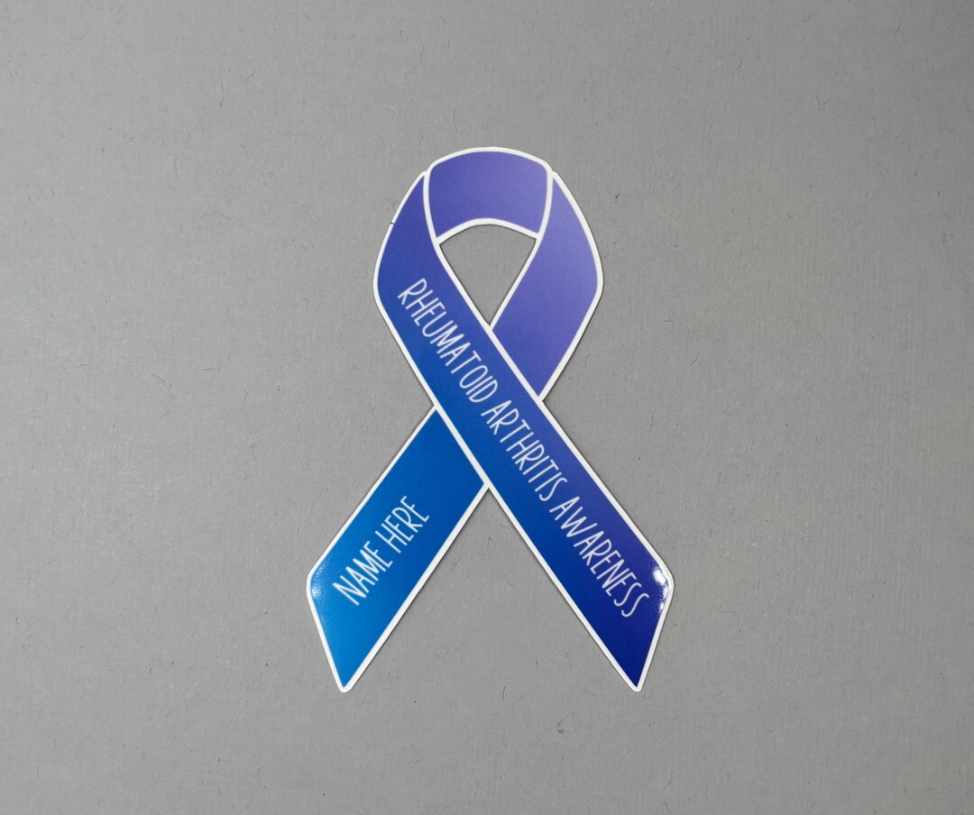 Rheumatoid Arthritis Awareness Custom Ribbon Sticker | Rheumatoid ...