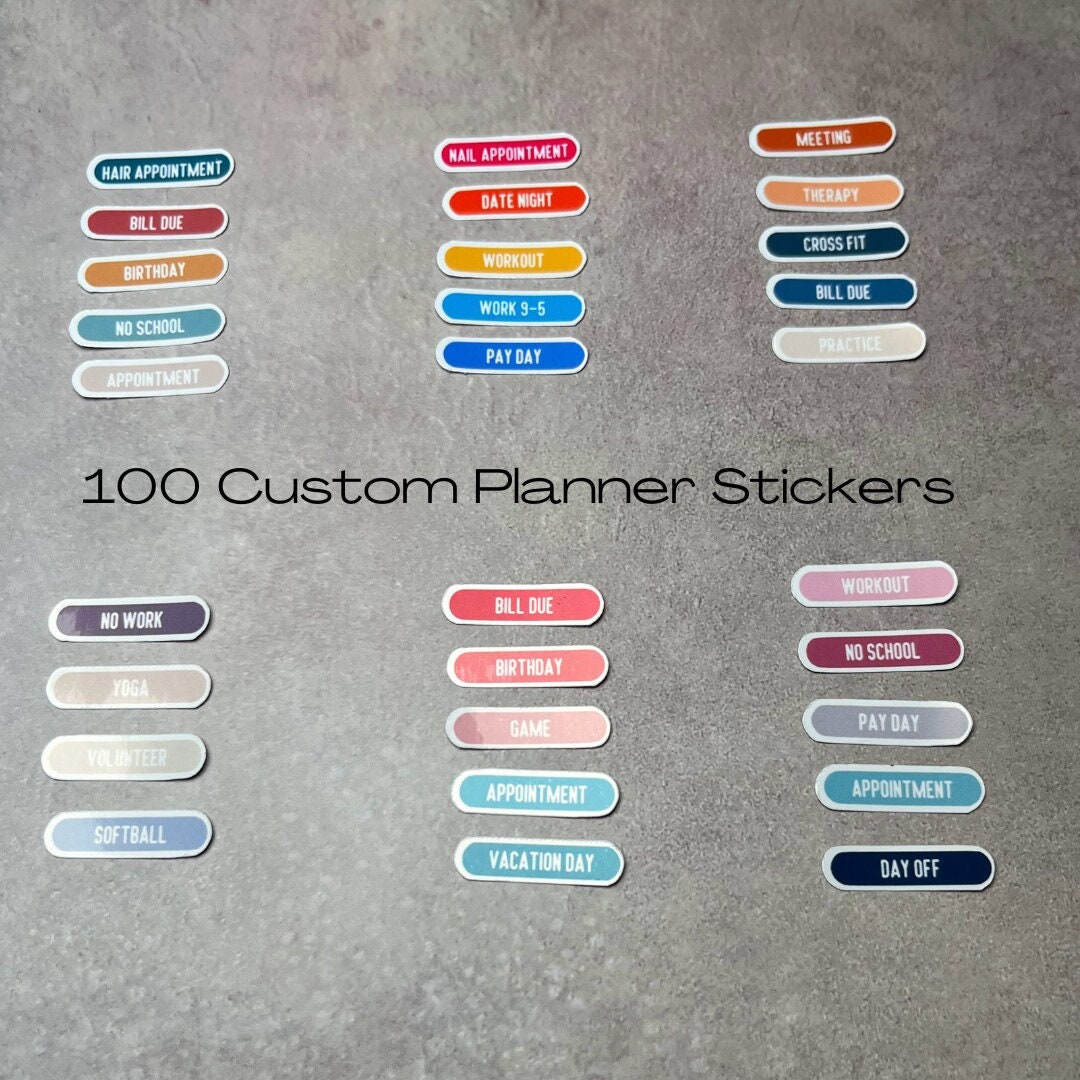 100 Custom Planner Stickers, Planner Organization, Planner Stickers ...