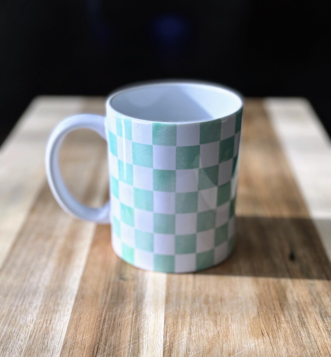Green Checkered 12 Oz Coffee Mug | Green Checkered Mug | Gift for Him ...