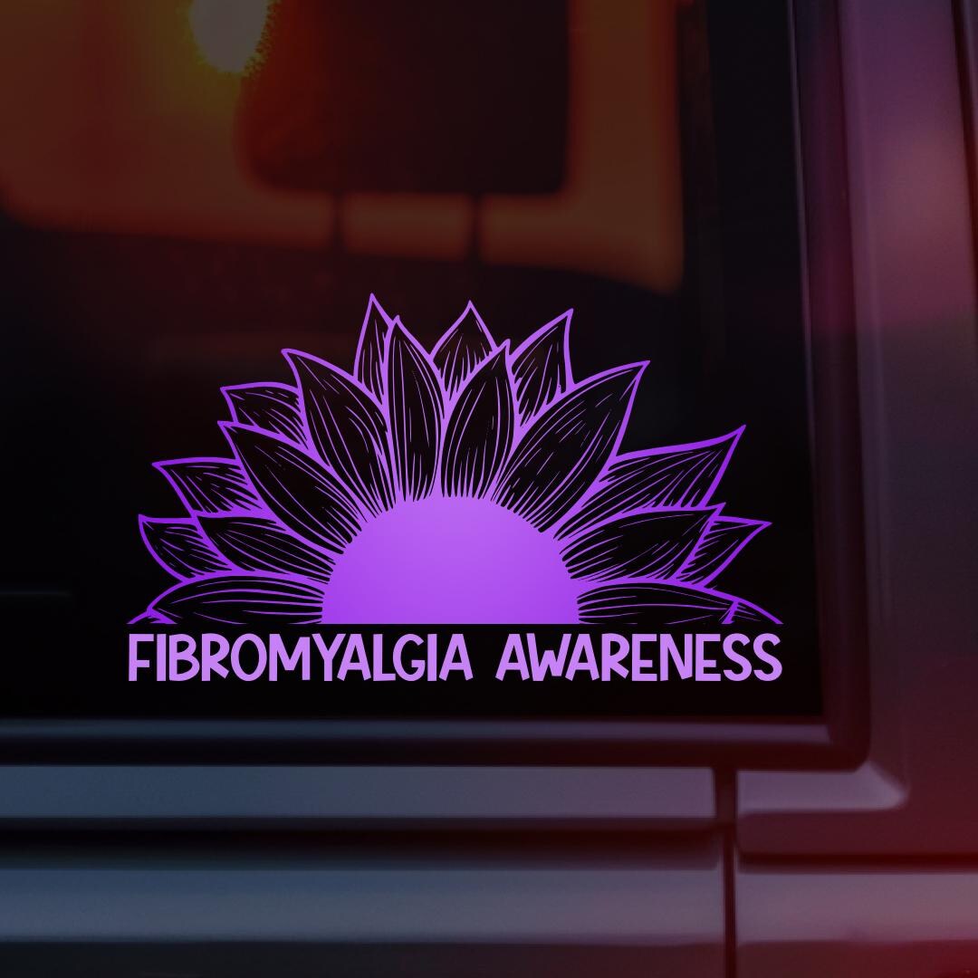 Fibromyalgia Awareness Sunflower Car Decal | Fibromyalgia Awareness ...