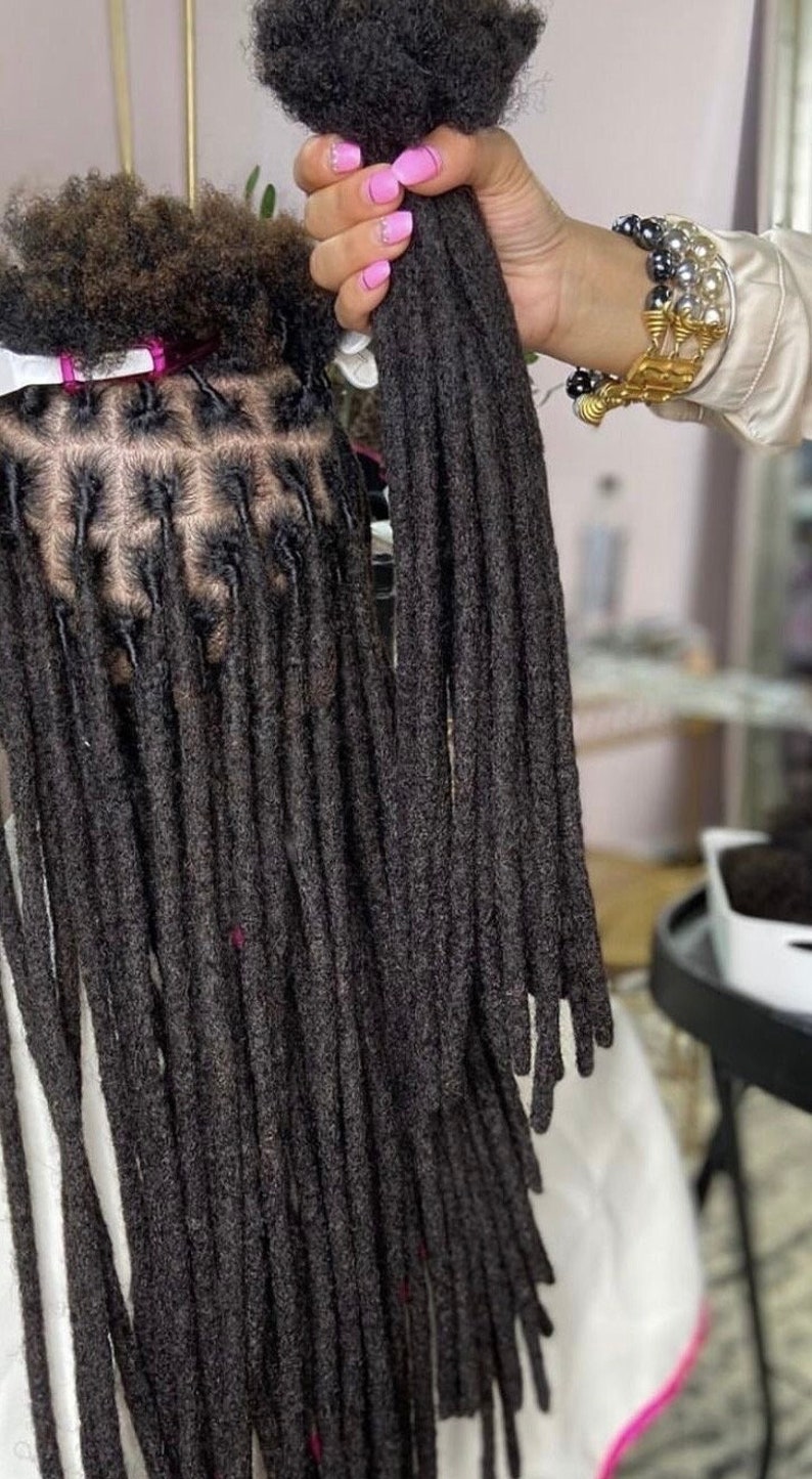 Handmade Human Hair Loc Extensions 100 PCS – 0.4cm Handmade Natural ...