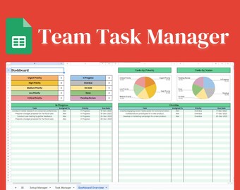 Team Task Tracker for Google Spreadsheet Task Management Template, Task ...