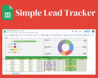 Lead Tracker, Lead Spreadsheet, Tracking Spreadsheet, Sales Tracker ...
