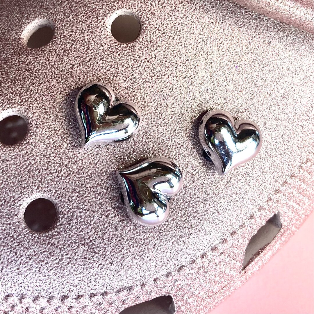 Bling Silver Heart Shoe Charm Gift Idea for Bride Gold Gem Clog Shoe ...