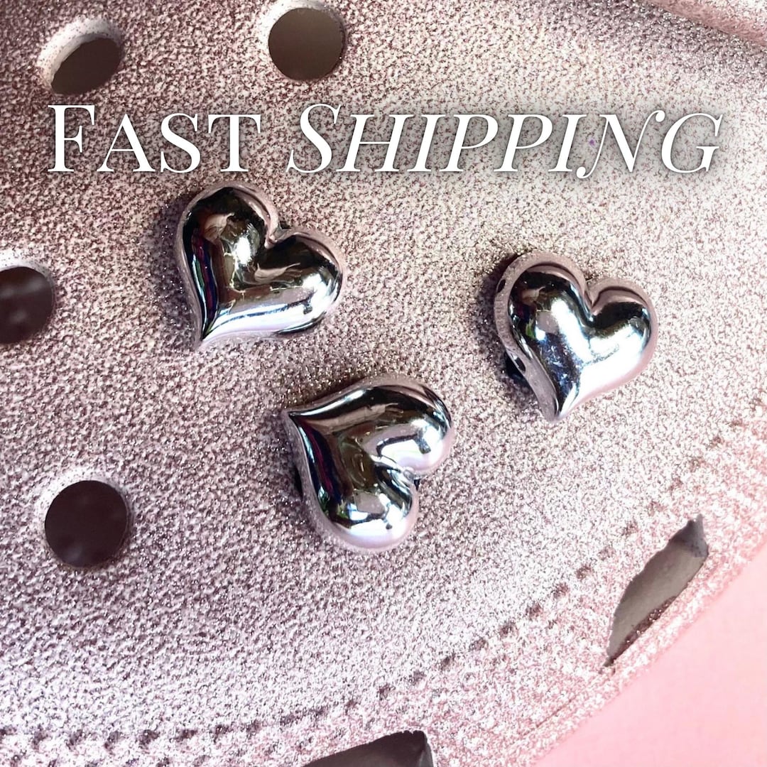 Bling Silver Heart Shoe Charm Gift Idea for Bride Present Gem Clog Shoe ...