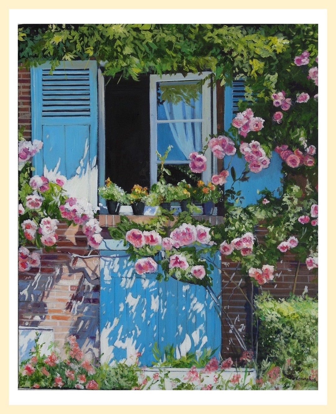 La Façade Aux Roses the Rose Façade Original Art Print - Etsy