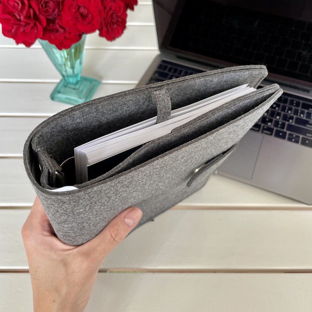 Wool Felt Journal, A5 Notebook Binder Ring, Gray Cover, Portfolio ...