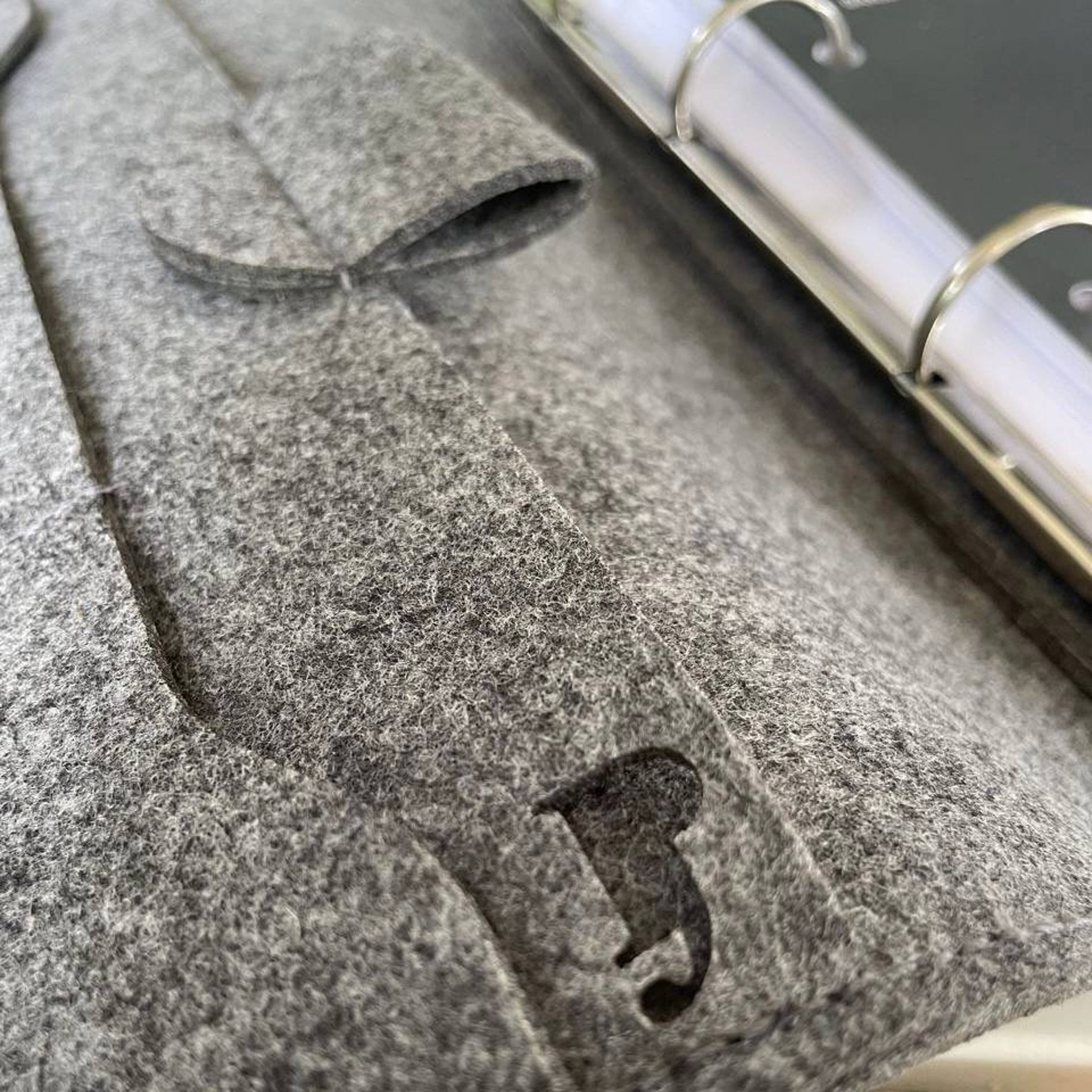 Wool Felt Journal, A5 Notebook Binder Ring, Gray Cover, Portfolio ...